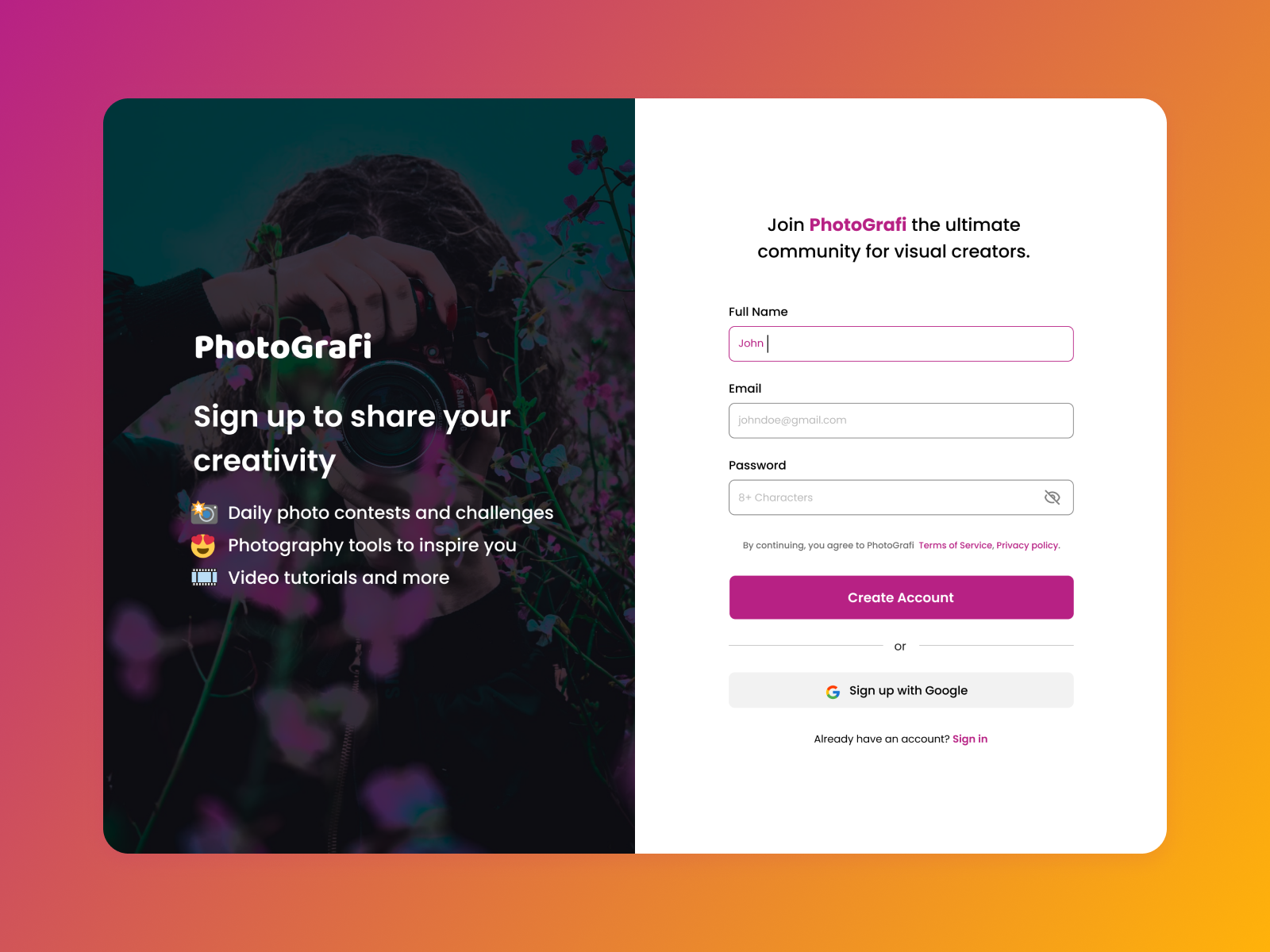 Sign Up Page UI Design by jitesh sawant on Dribbble