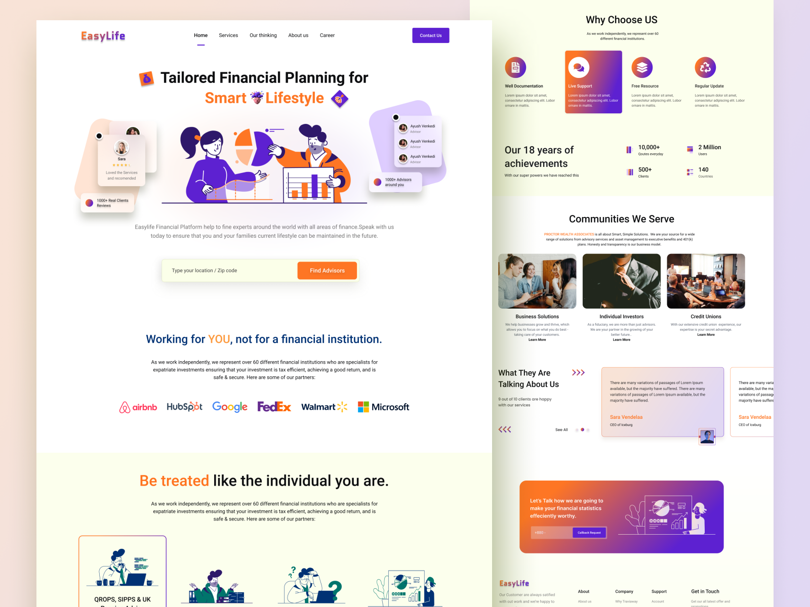 EasyLife Financial Advisor Website Landing Page by Rajan Raj on Dribbble