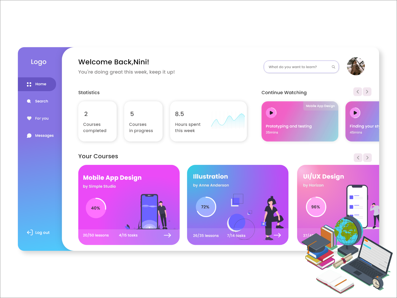 Online Courses web-design by Nini Kvinikadze on Dribbble