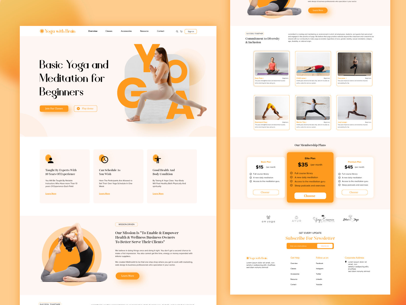 Yoga Class Landing page by Sornakumar S on Dribbble