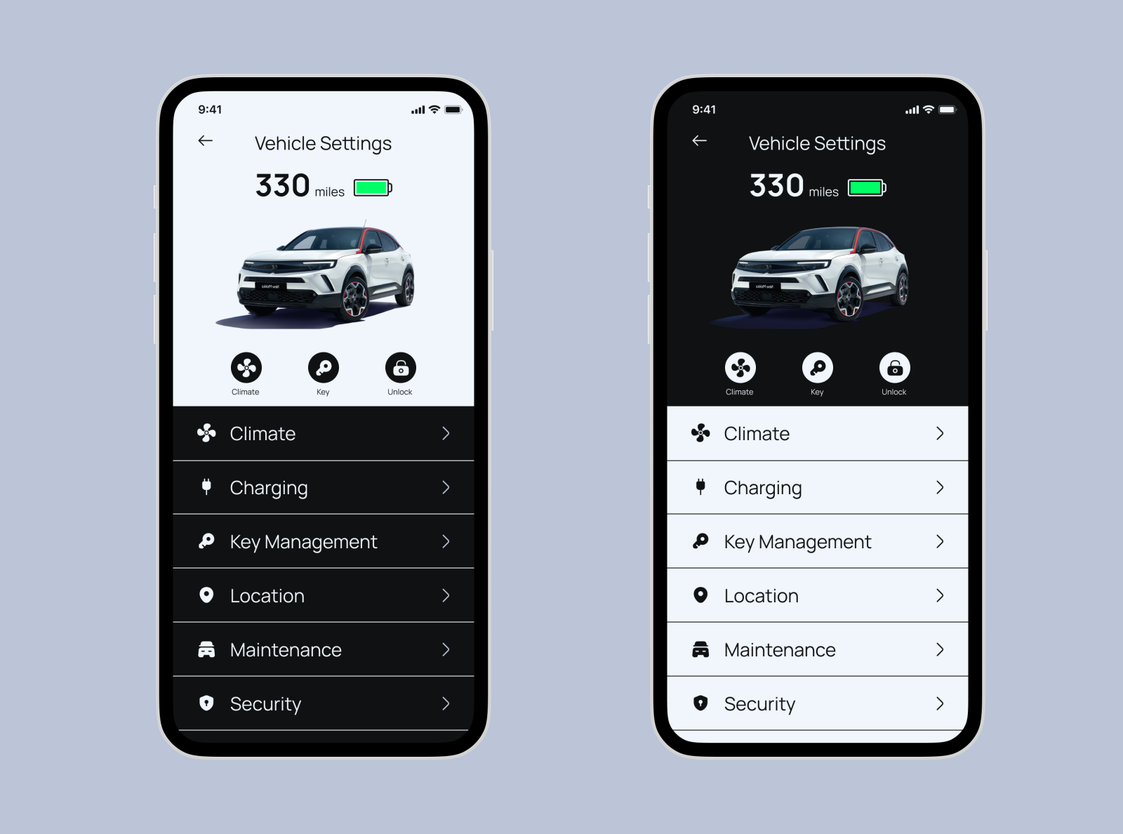 Settings Page Mobile UI - EV by Aaron P on Dribbble