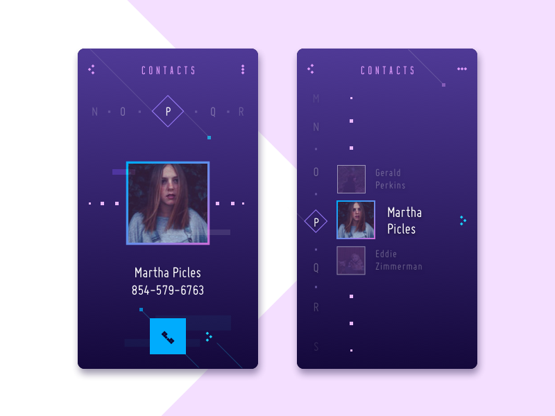 Contact List Concept by Eugene Cameel for tubik on Dribbble