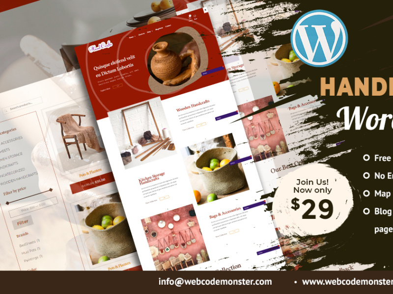 Handicraft WordPress Theme, Handmade Crafts WordPress Themes by webcodemonster on Dribbble