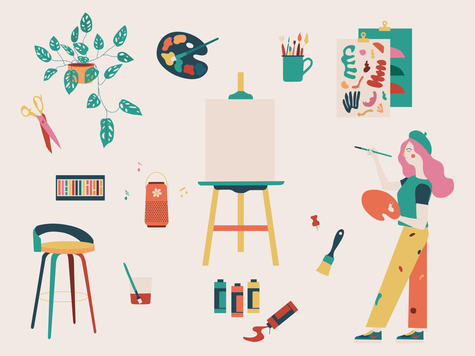 Painting studio illustrations by Μarwa Hayat on Dribbble