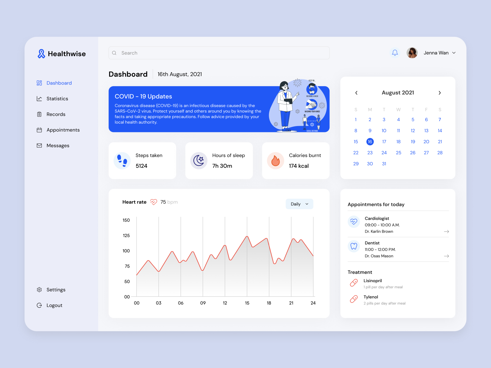 Healthwise - Health Dashboard Design by Temi Shomo on Dribbble