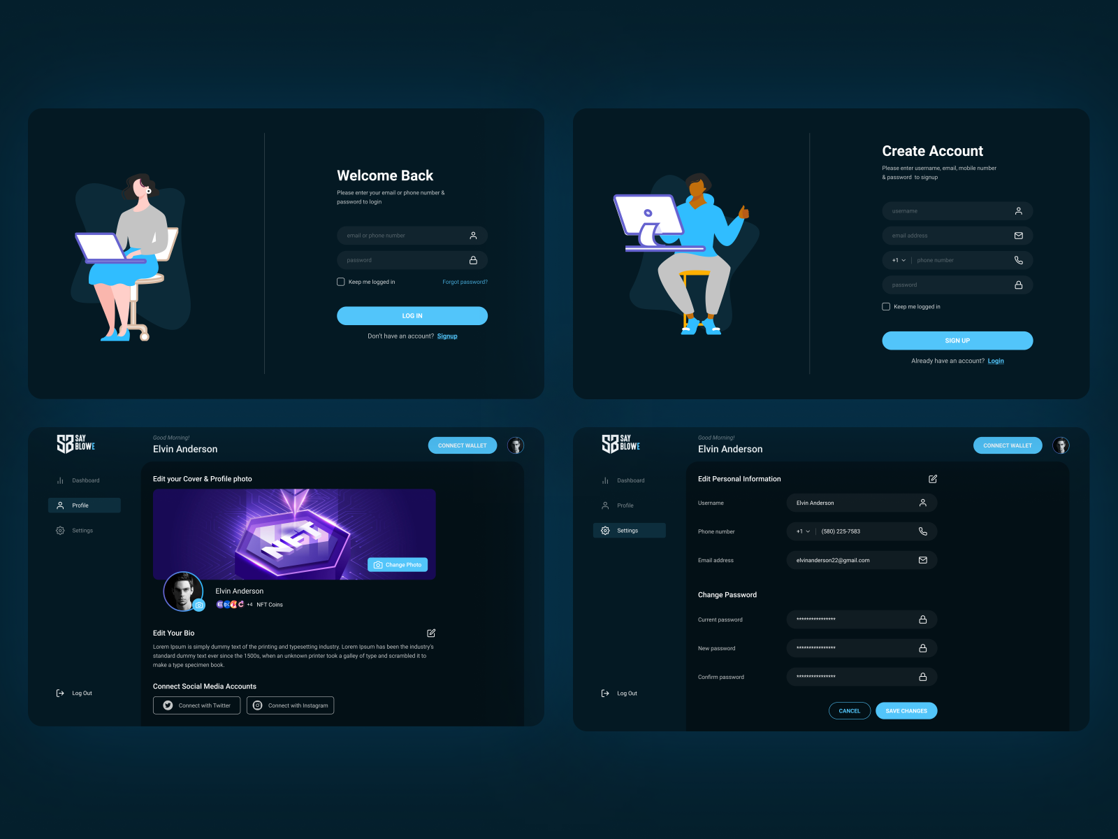 NFT Dashboard Login, Signup, Profile & Settings by Faizan Ul Hassan ...