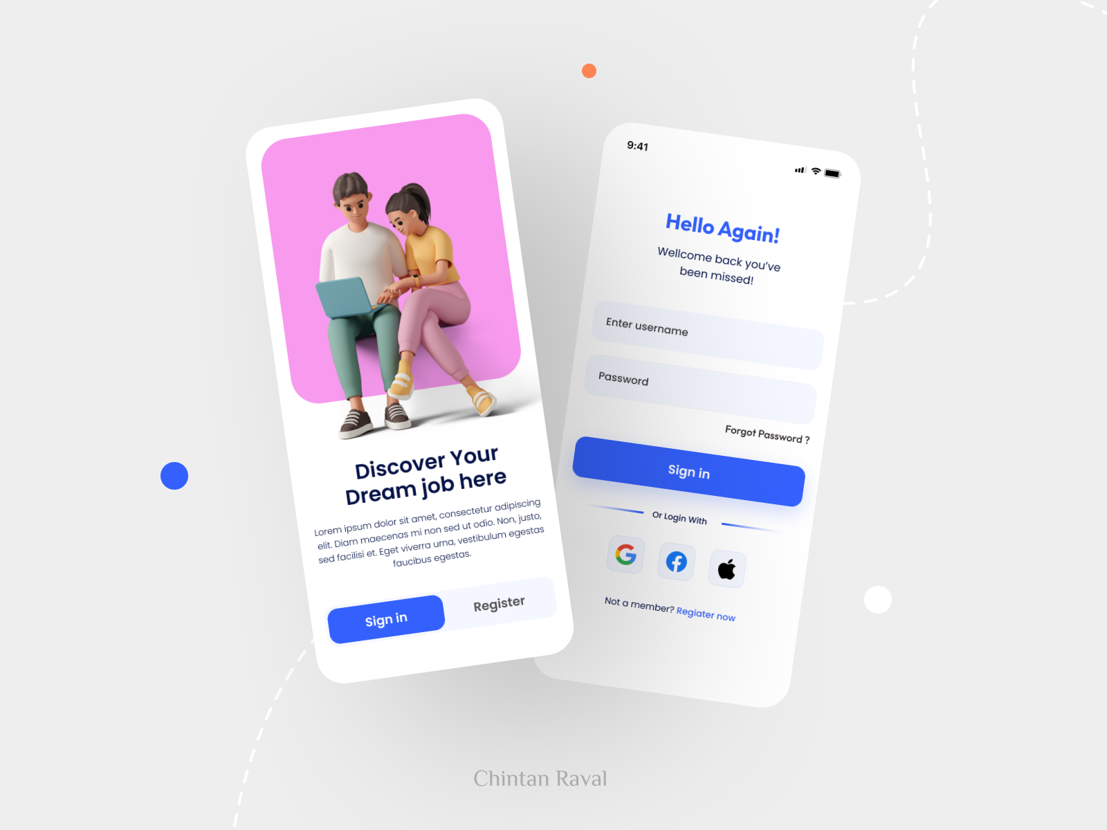 Login / Register App UI Design Concept by Chintan Raval on Dribbble