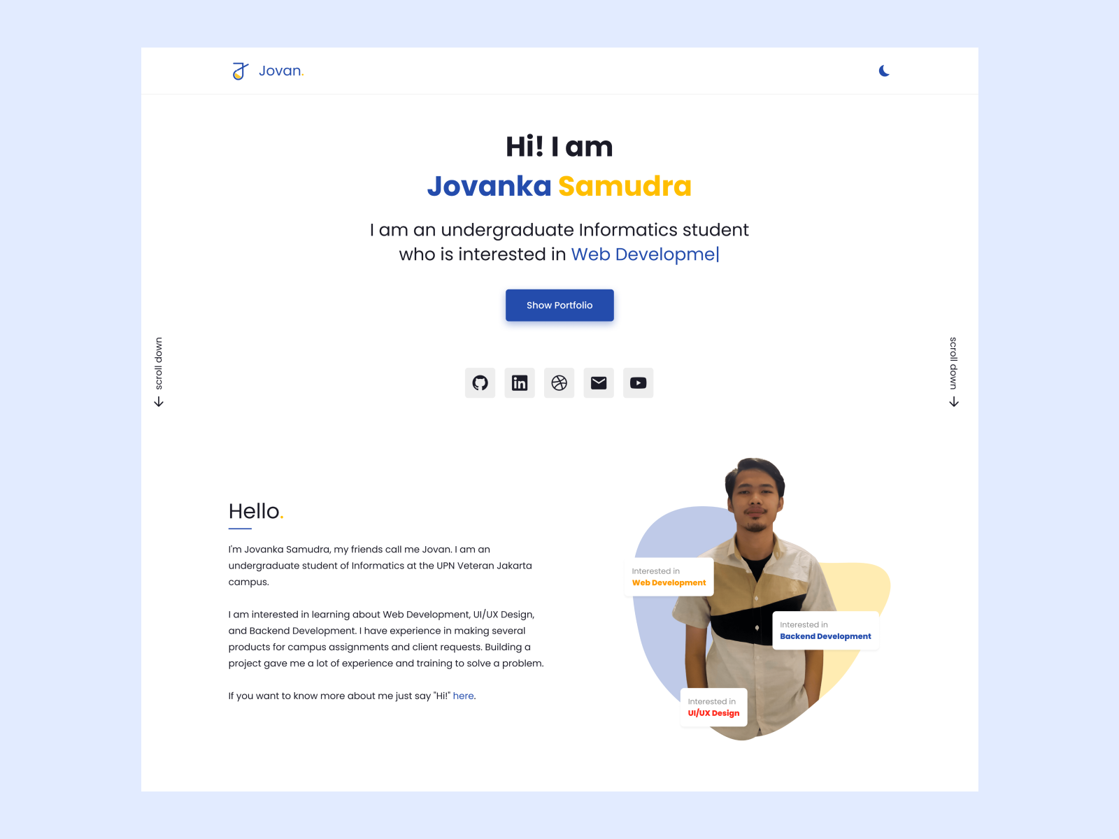 Personal Web Portfolio by Jovanka Samudra on Dribbble