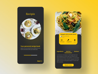Recipe app UI by Manaswee singh on Dribbble