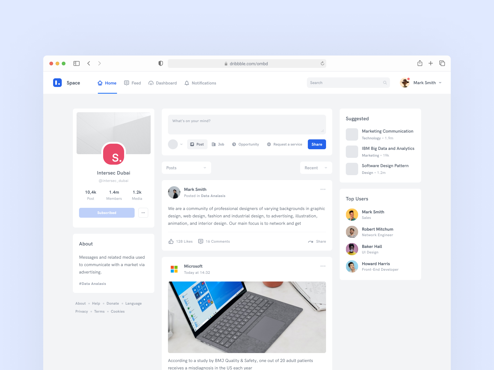 Community page ui design by Omar Badran on Dribbble