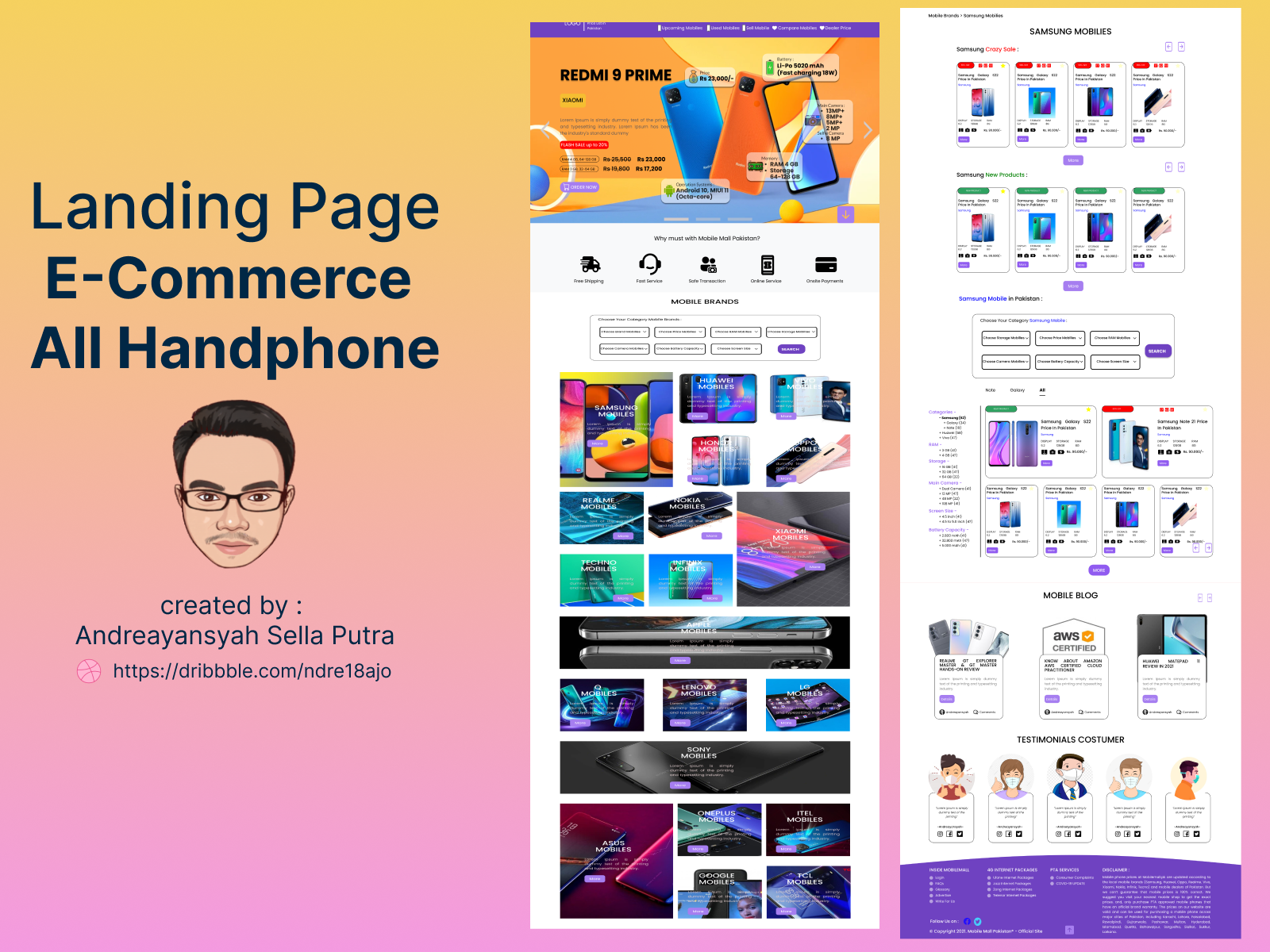 Landing Page E-Commerce All Handphone by Andreayansyah on Dribbble