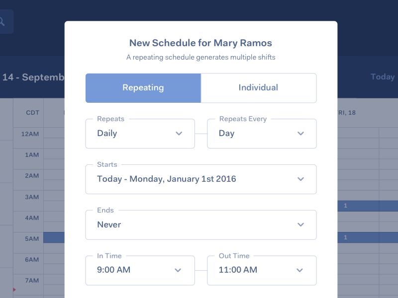 New Schedule Modal by Rappora on Dribbble