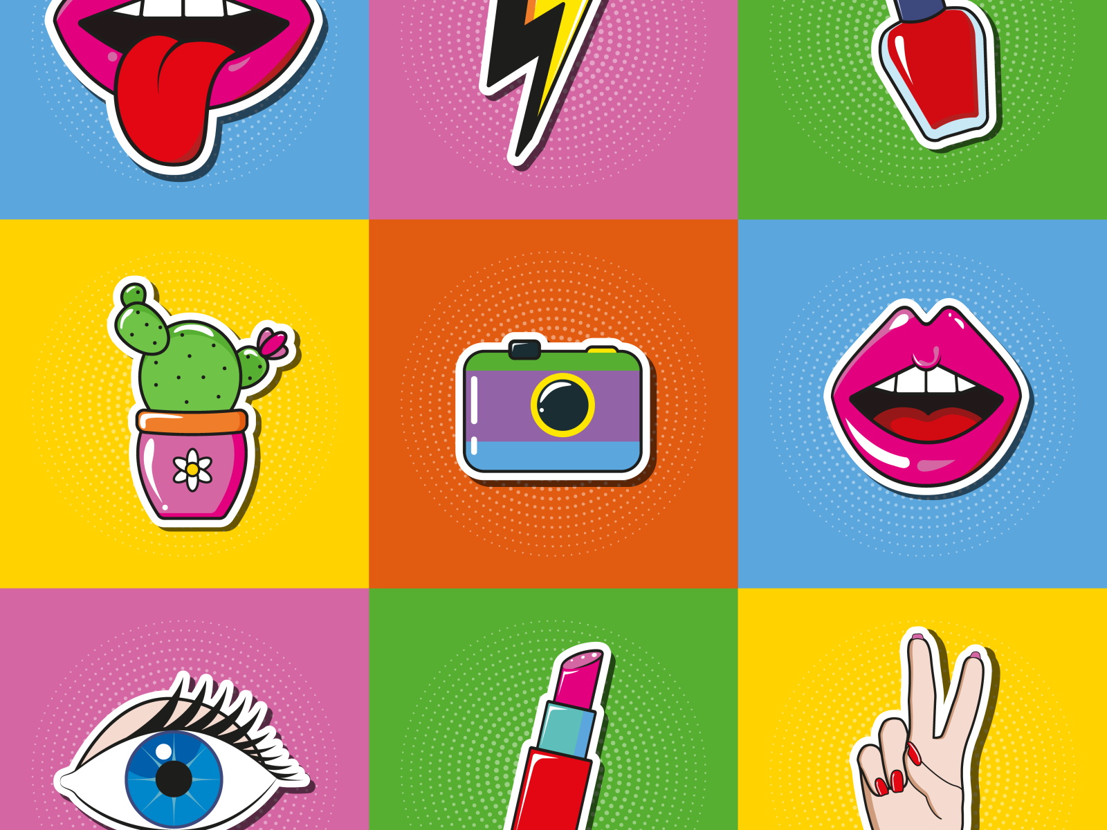 Pop art style stickers by Елизавета on Dribbble