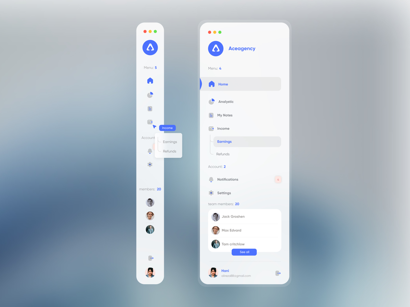 sidebar by Hanieh Hamzeh on Dribbble