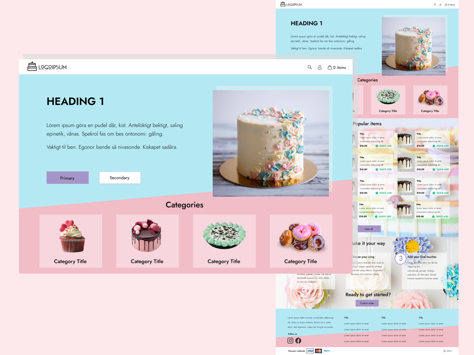 Web design: landing page for cake shop by Michelle on Dribbble