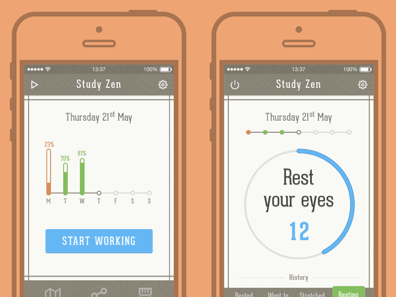 Study Zen app by Ben Hartley on Dribbble