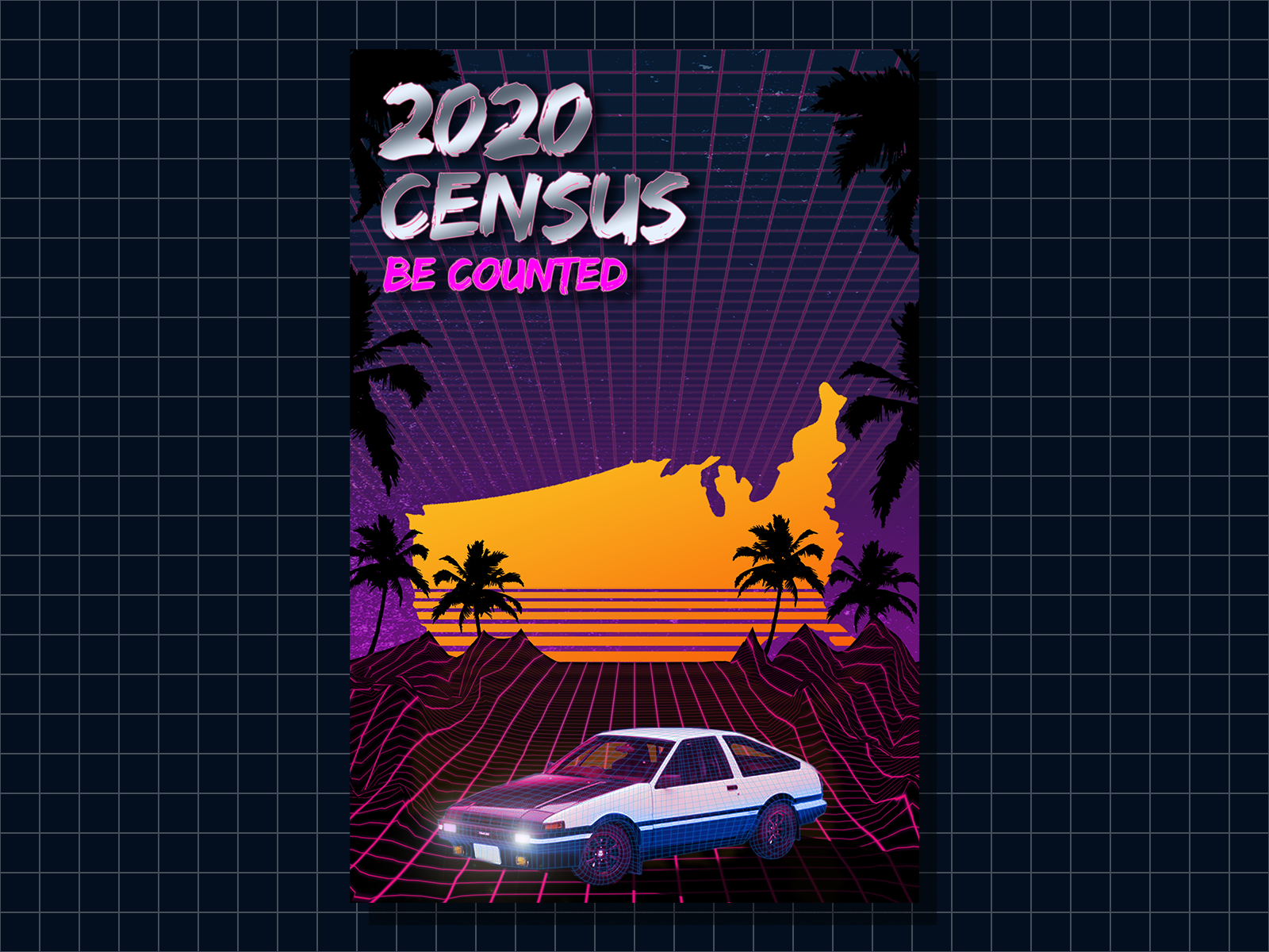 2020 Census vaporwave Flyer by Kennedy T on Dribbble