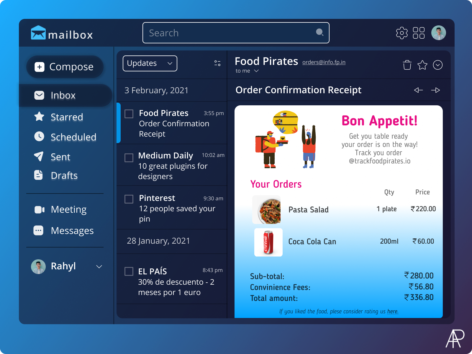 Email Receipt UI by Alisa Prem on Dribbble