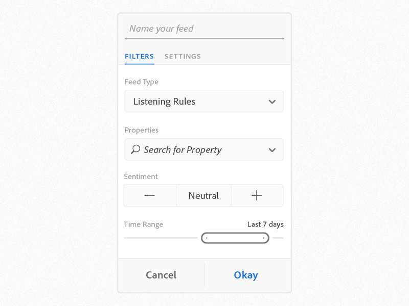 Feed card settings by Dylan on Dribbble