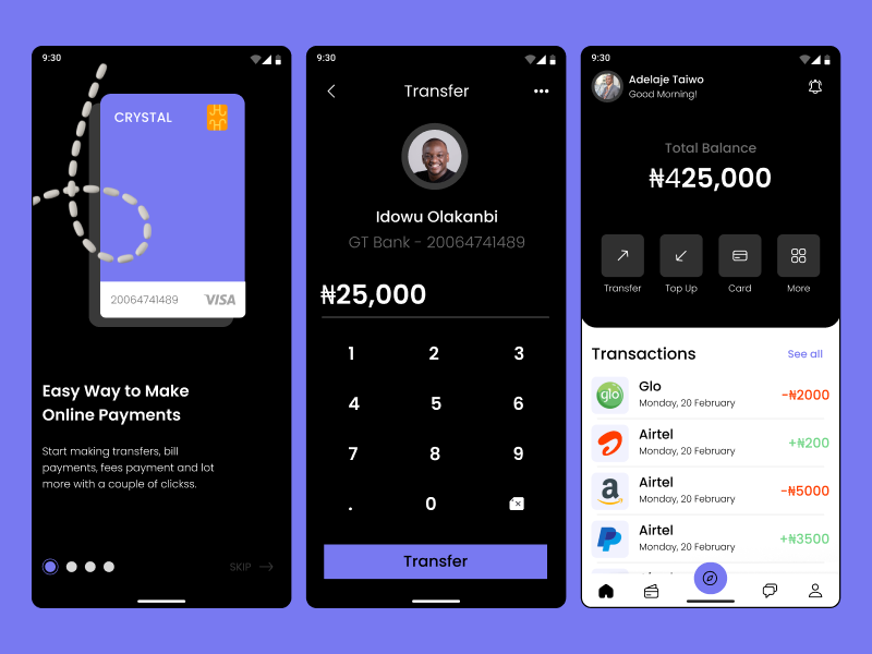 CRYSTAL Fintech App by Anas on Dribbble
