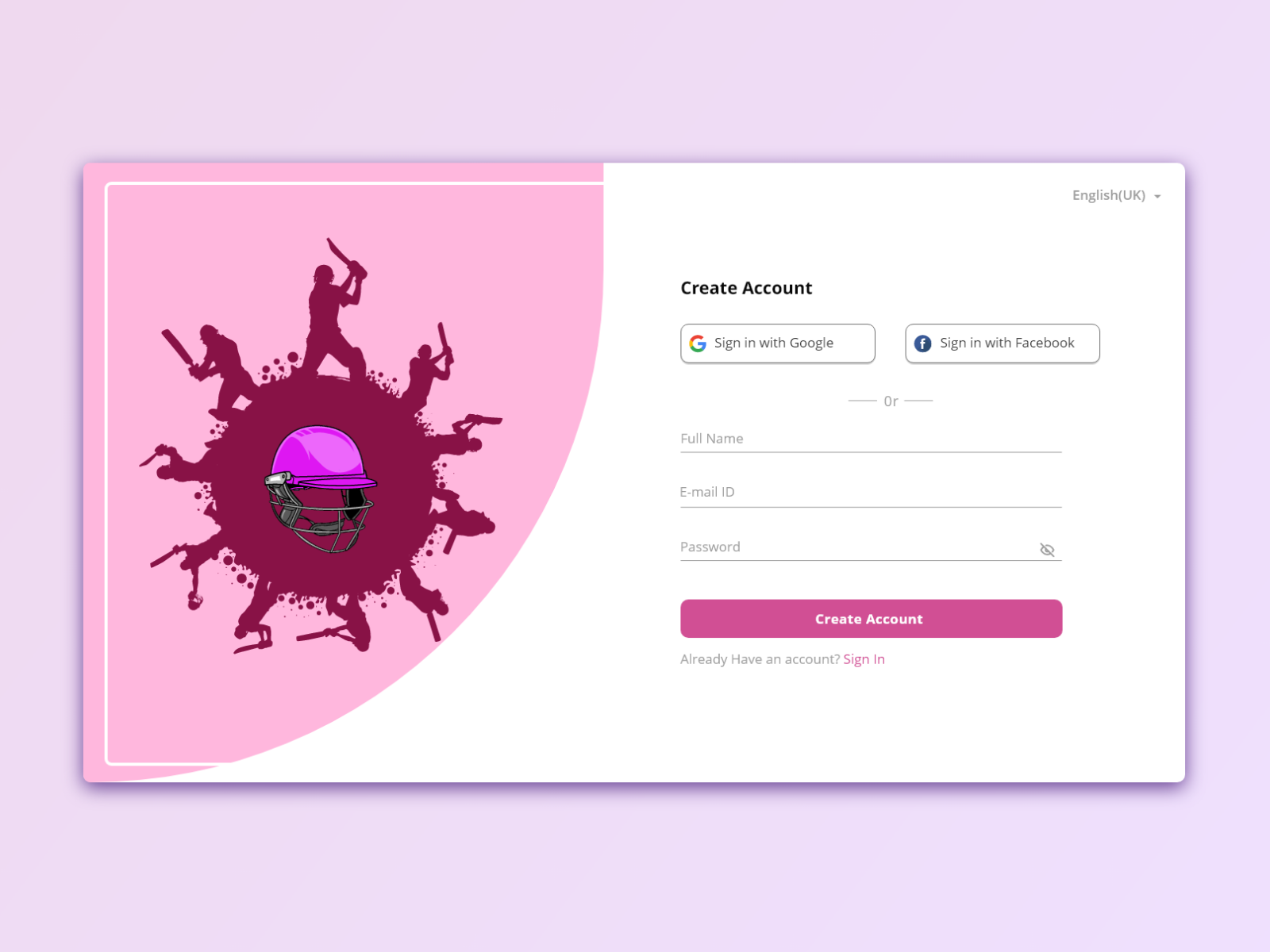 Cricket Inspired Web Login UI by Vigneshwaran Ravishankar on Dribbble