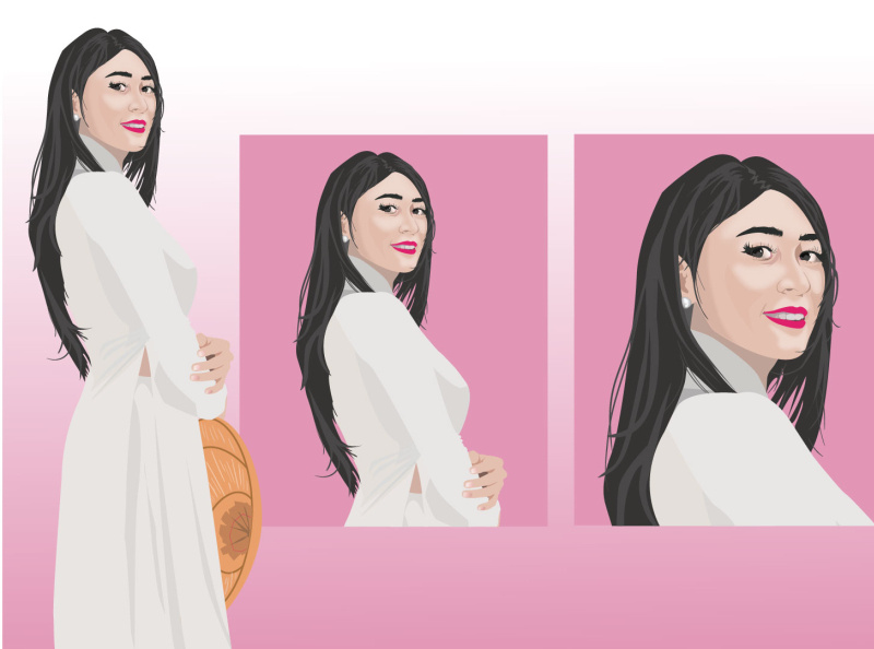 vectorize or cartoonize vietnamese girl photo by Bambang wijaya on Dribbble