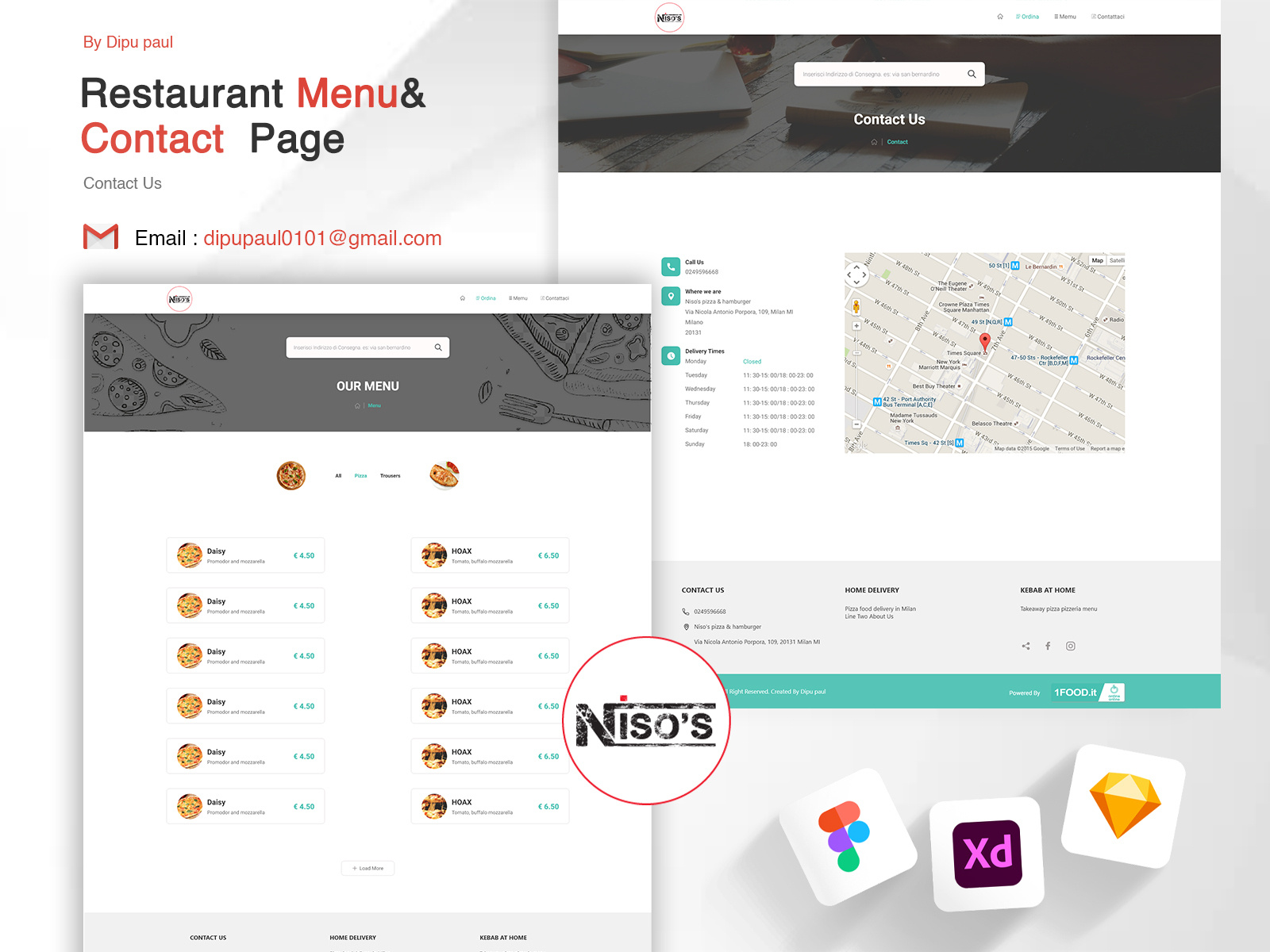 Restaurant Menu & Contact Page by Dipu Paul on Dribbble
