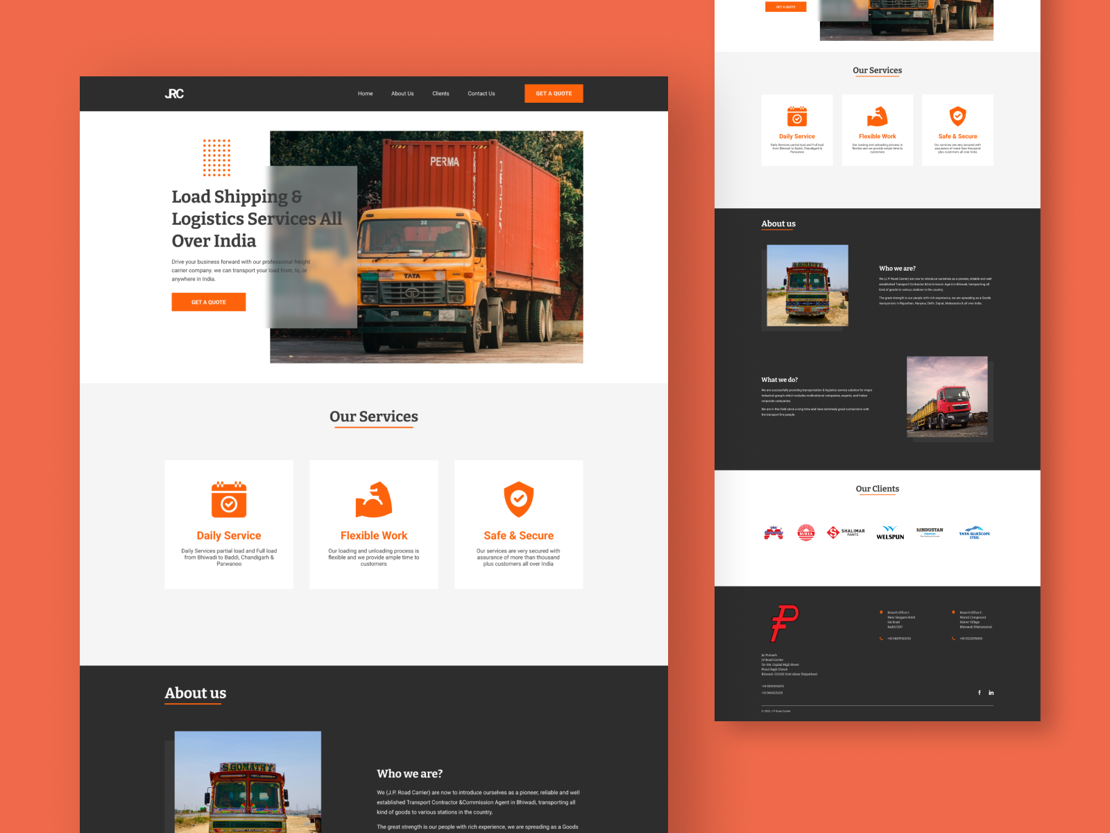 Freight Carrier Company Landing Page UI by Vivek Shahi on Dribbble