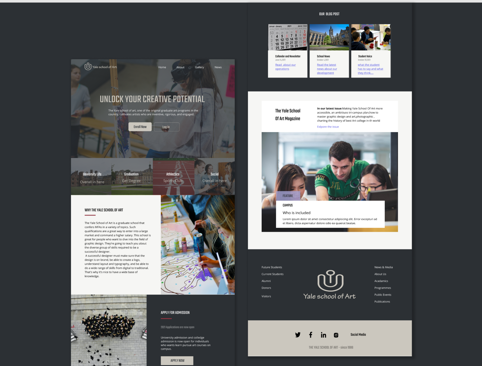 The Yale School of Art landing page design by Emmanuel Kusi on Dribbble