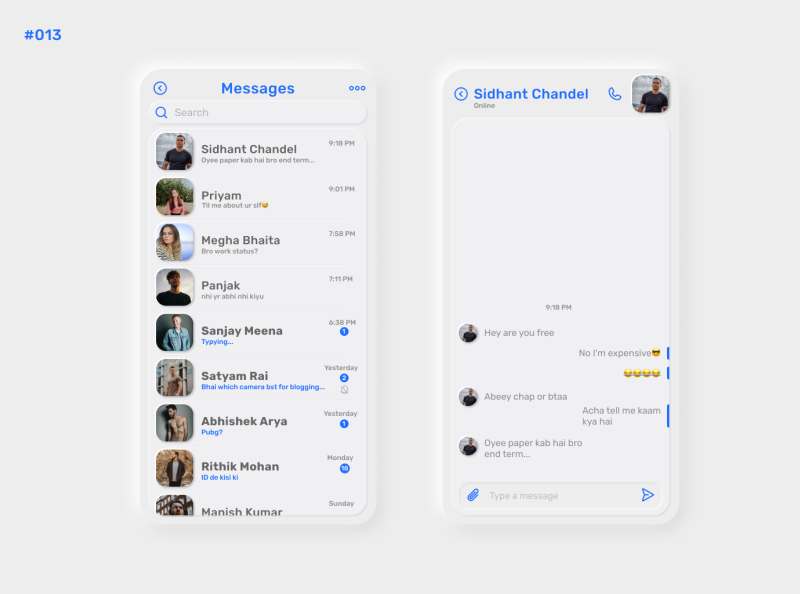 Daily UI #13 - Direct Messaging by Deepak Bhardwaj on Dribbble
