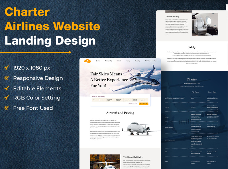 Charter Airline Website Landing Page Design by Shibbir Ahmed Shuvo on ...