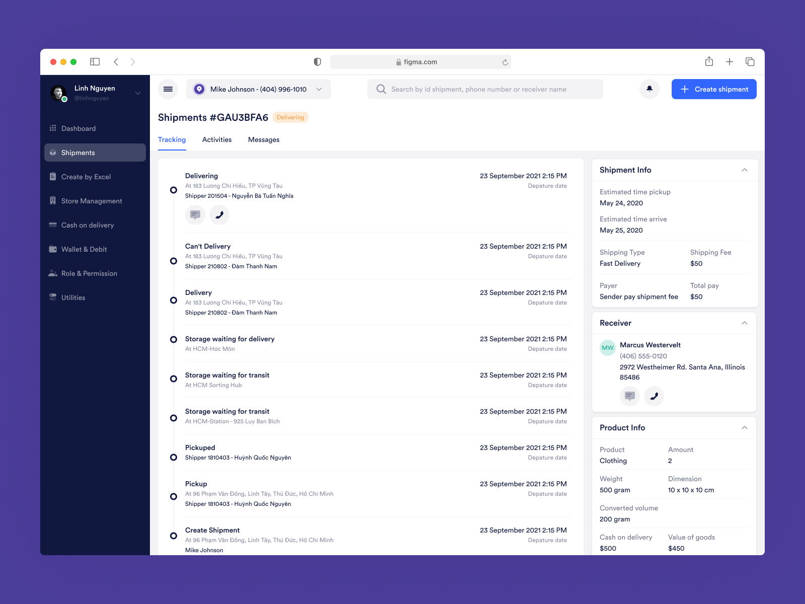Delivery Service - Shipment Detail - Tracking by hhphong on Dribbble