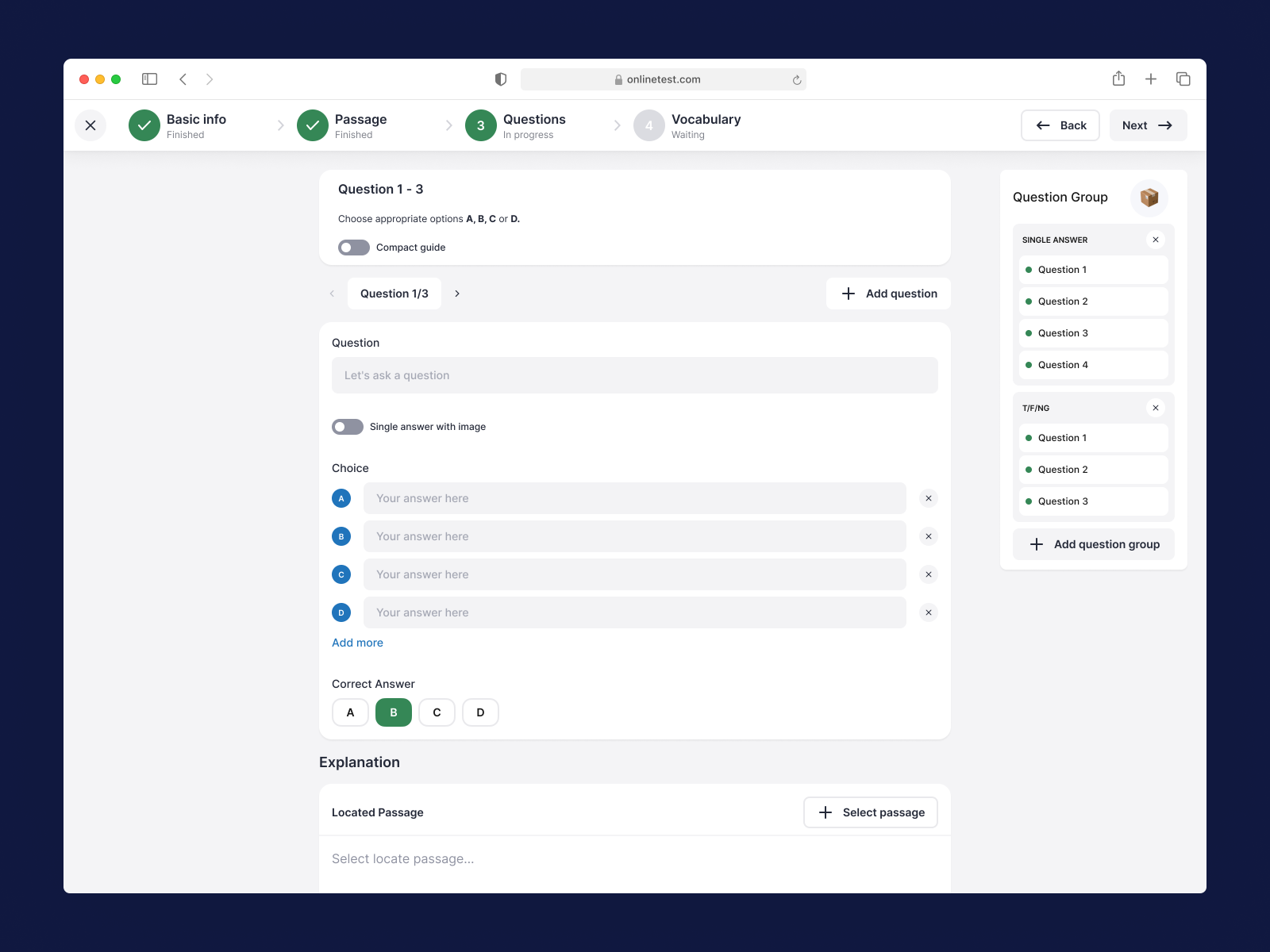 Online Test - Create Multiple Choice by hhphong on Dribbble
