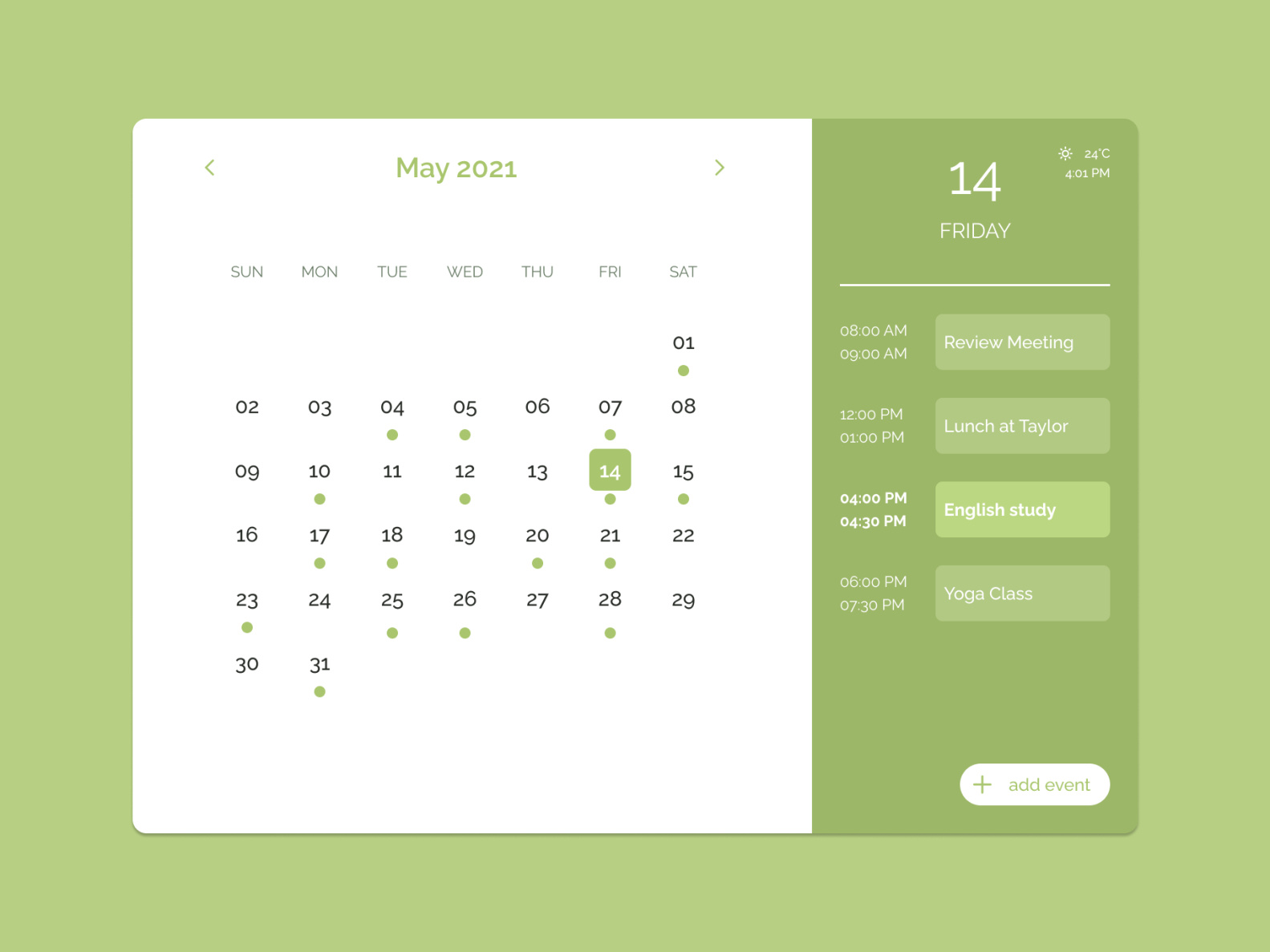 Daily UI #038 - Calendar by Giovana Girardi on Dribbble