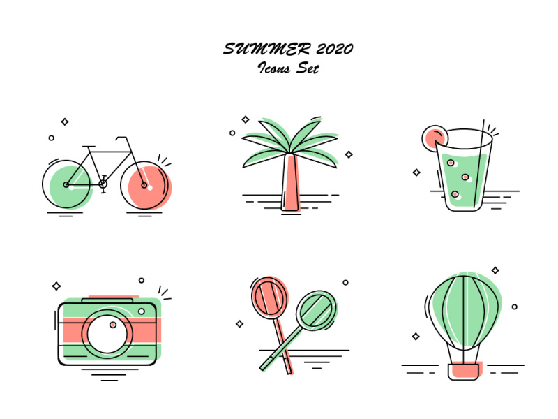 Set of icons for the summer theme by Mirandelin on Dribbble