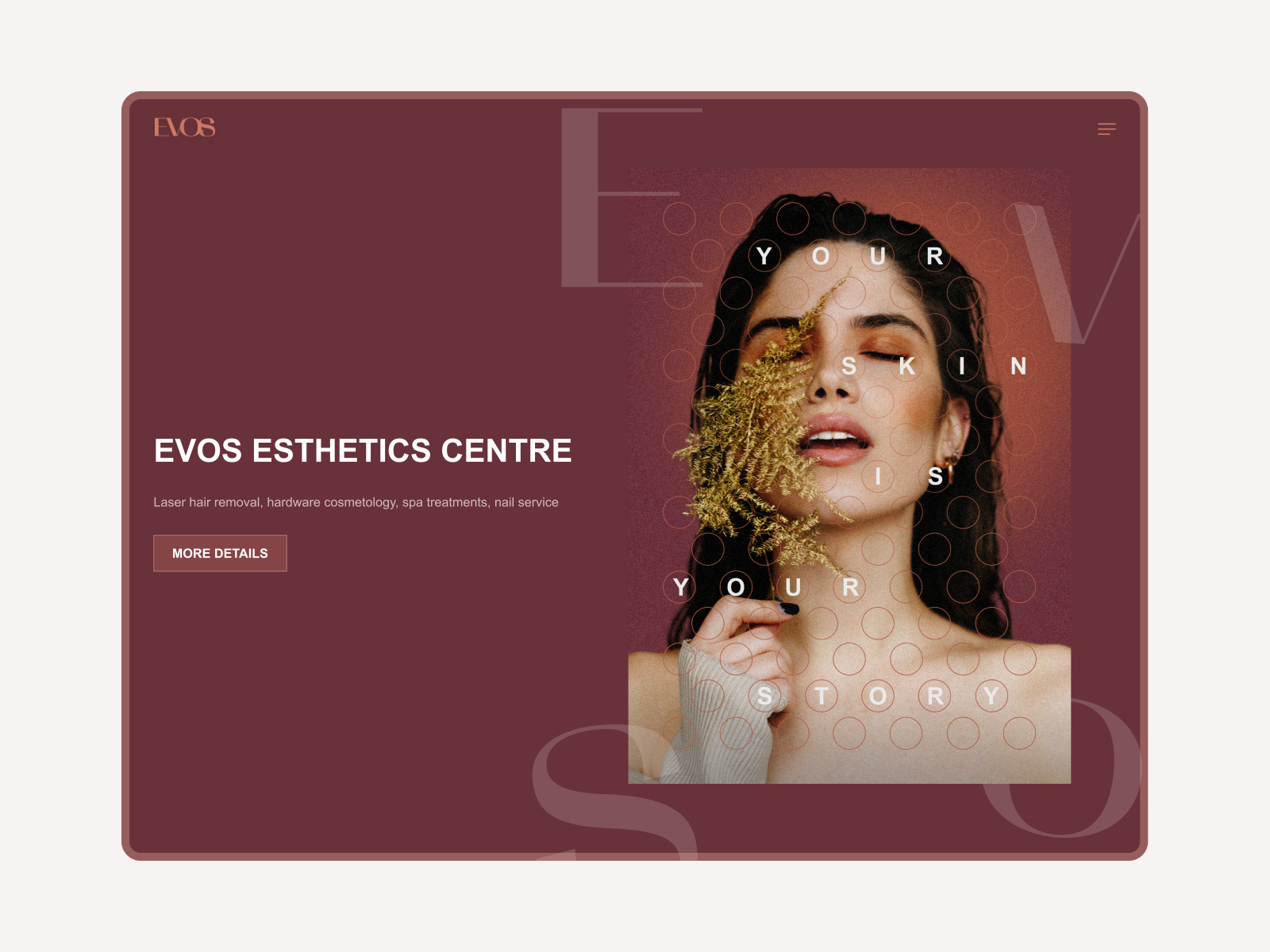 Evos aesthetic center - design of the first screen by Aliaksandra Kazak ...