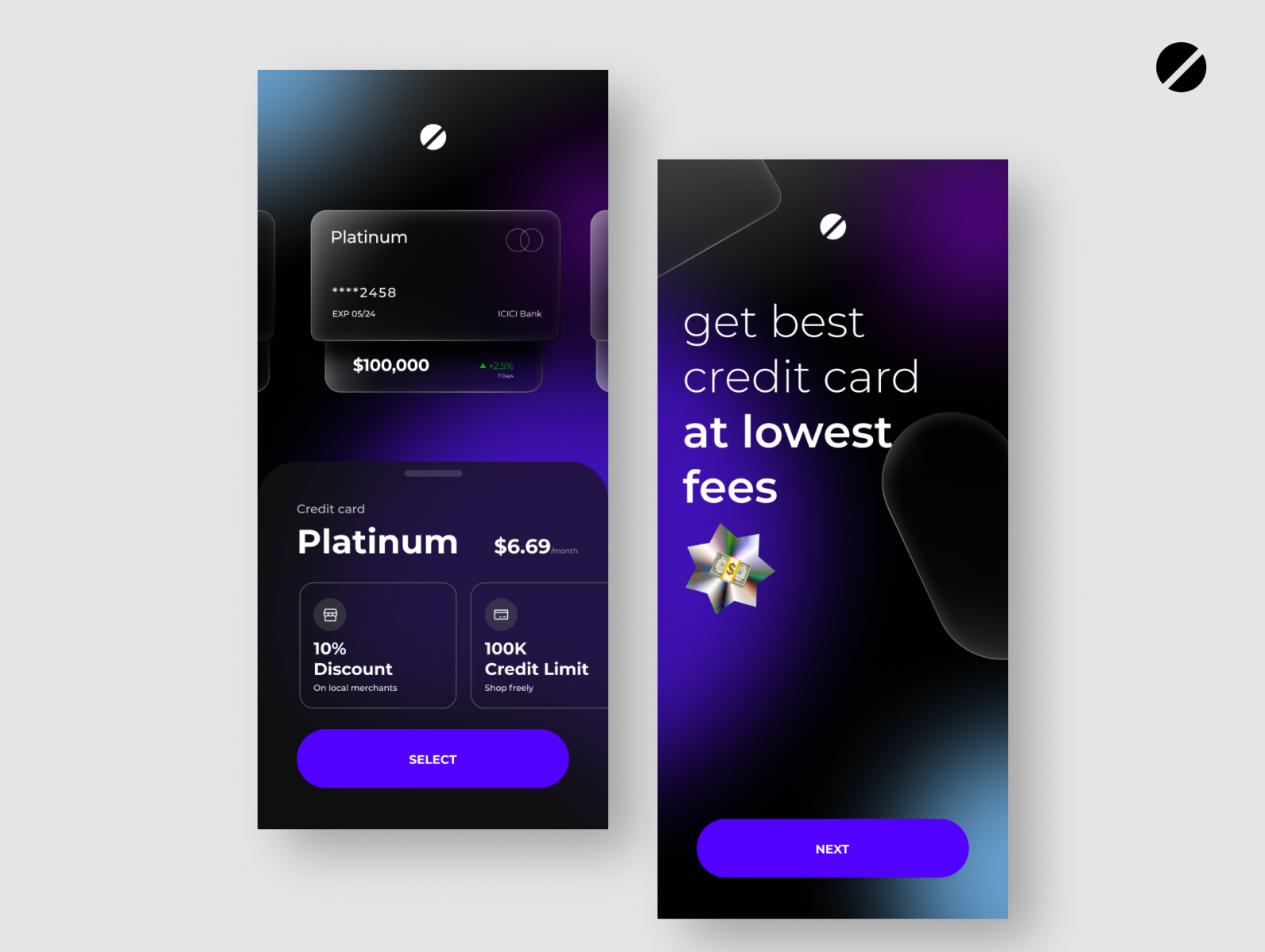 Credit card mobile app by Saturn Design on Dribbble