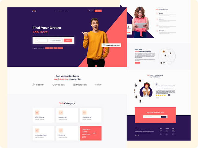 Job Portal Landing Page designs, themes, templates and downloadable ...
