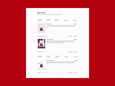 Responsive Website Order history page design by Tolu O'wenmo on Dribbble