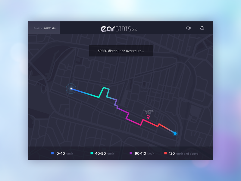 Speed Distribution Map - CarStats Pro by A Rahman on Dribbble