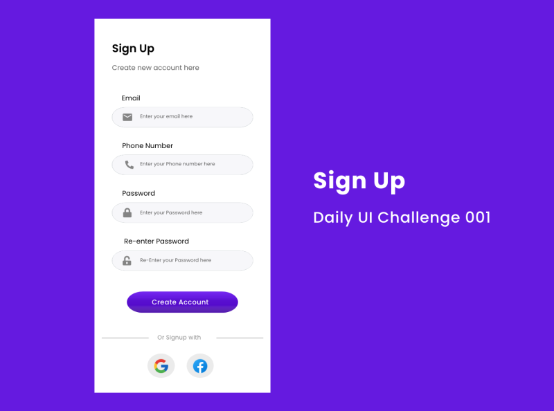 Sign Up Mobile Screen by Thushal on Dribbble