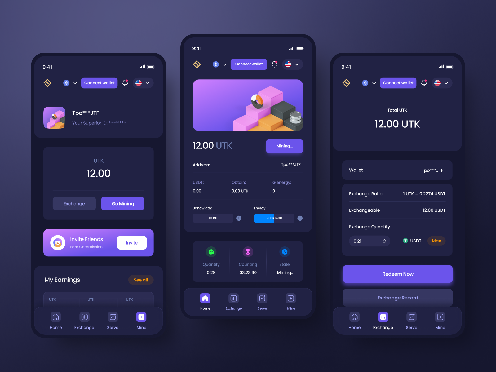 Crypto Mining App UI by BoomDevs on Dribbble
