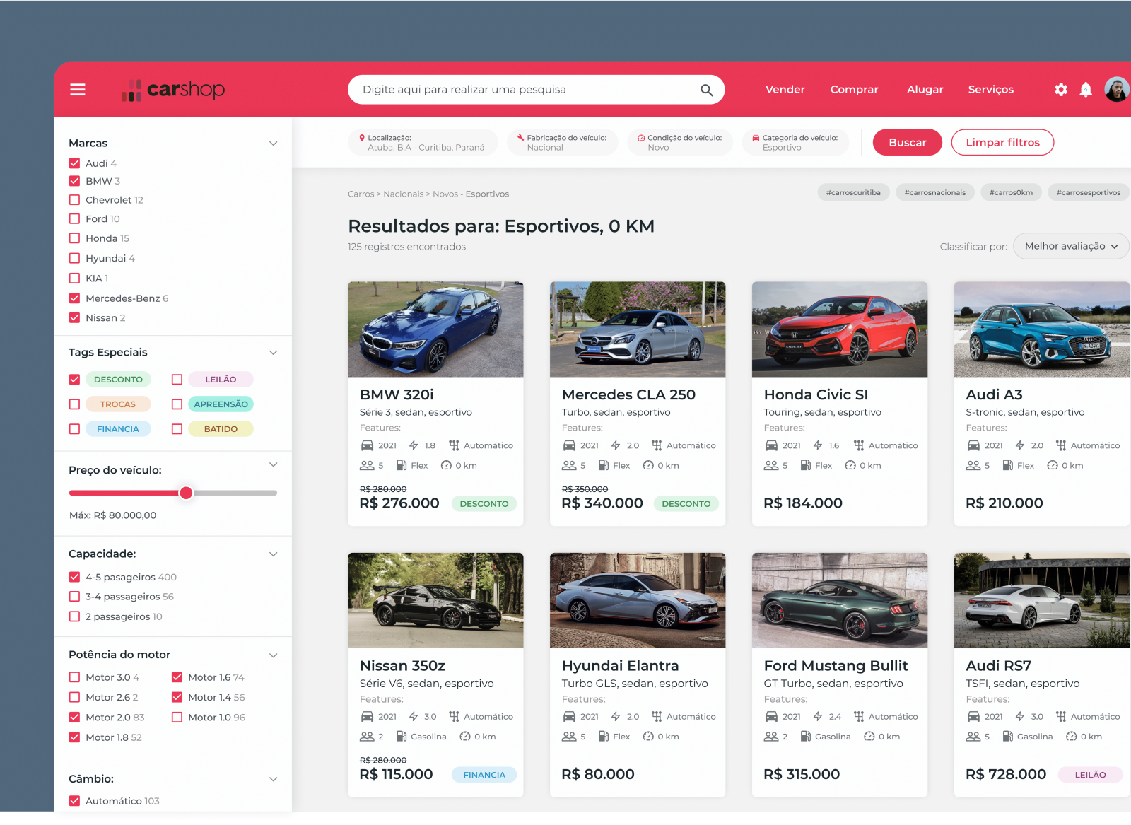 Car shopping website by Felipe Waltrick on Dribbble