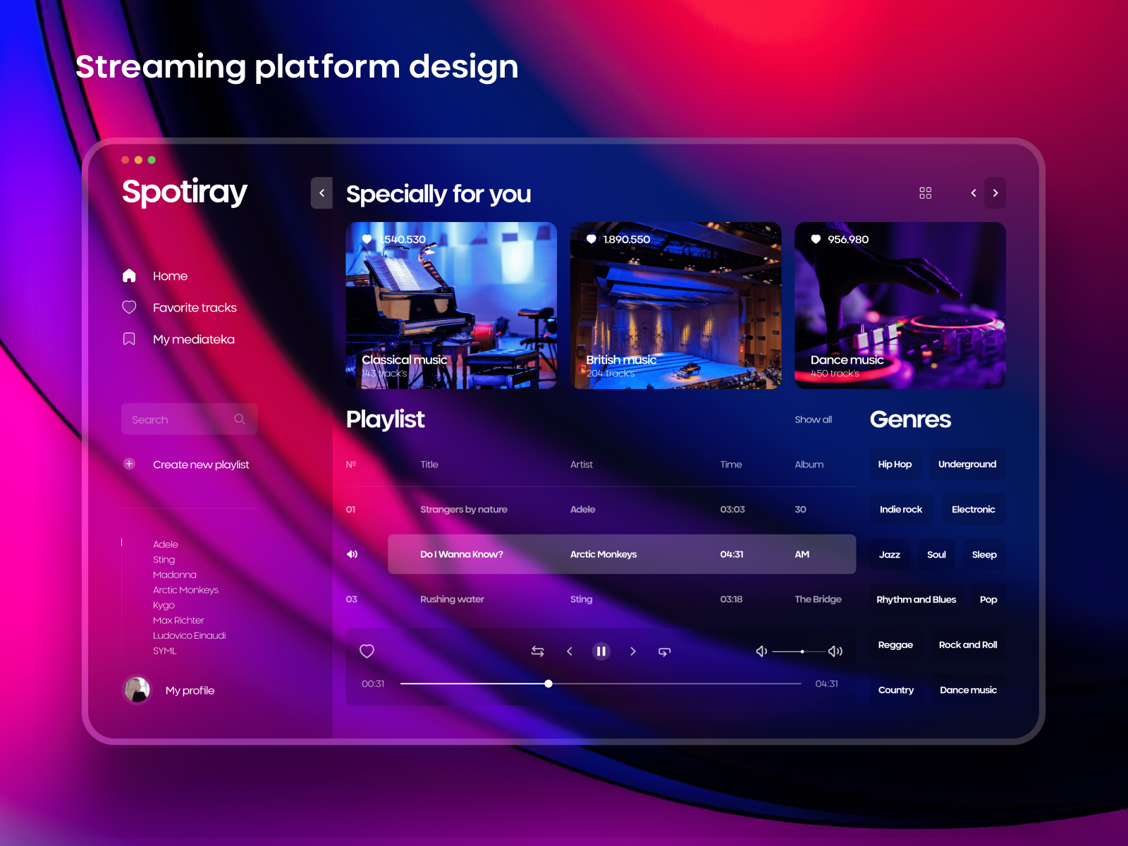 Streaming music platform. Visual concept by Tania on Dribbble