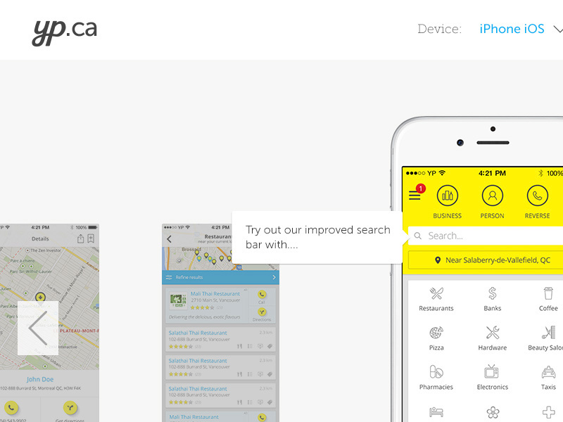 YP apps page exploration-A by William Leung on Dribbble
