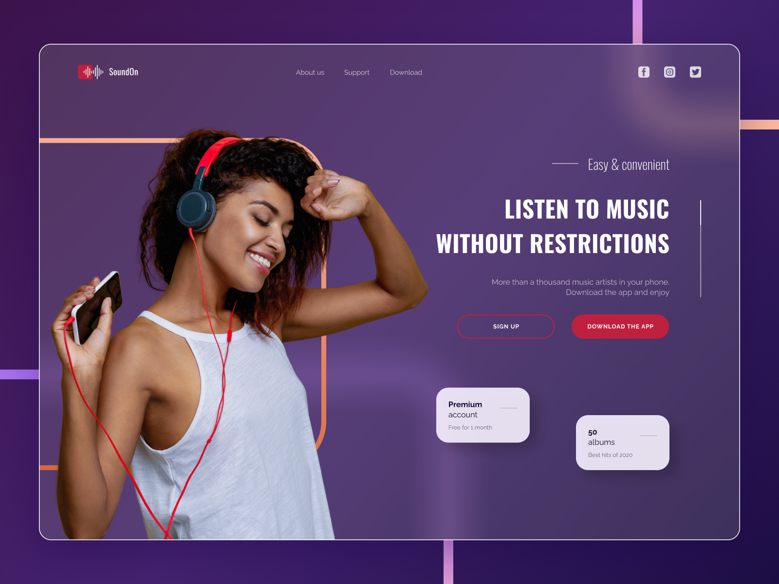 Music app website by Diana Shakhova on Dribbble
