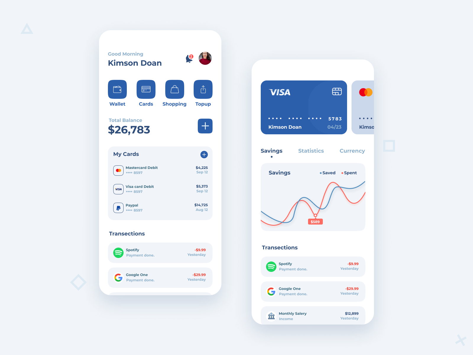 Finance / Wallet App by Abdllah Rusafy on Dribbble