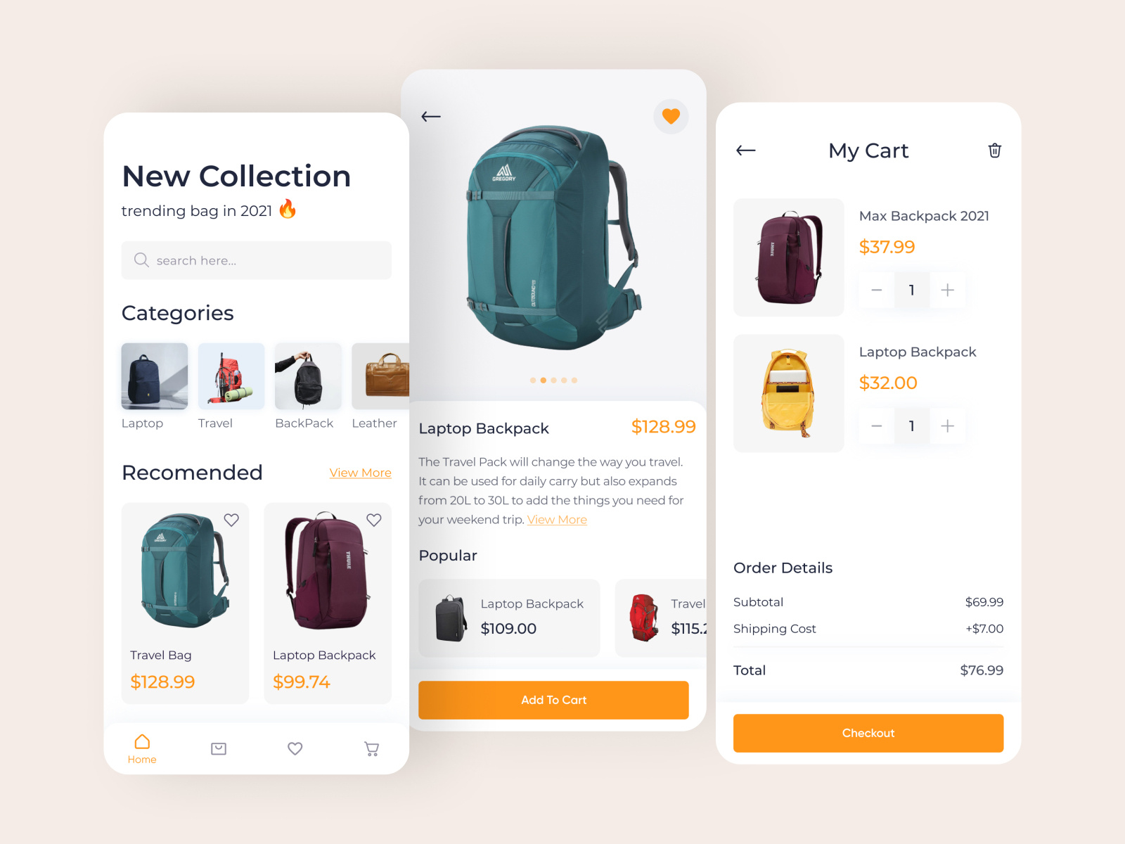 Backpack Shopping App by Rafiqur Rahman on Dribbble