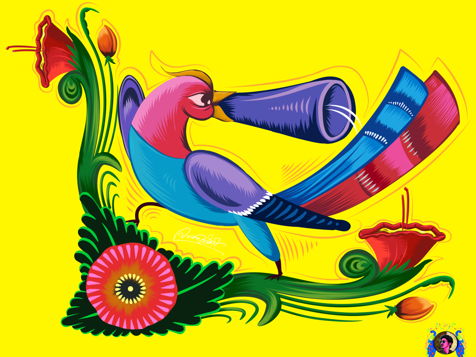 Rickshaw Painting Bird by Saikat Chowdhury on Dribbble