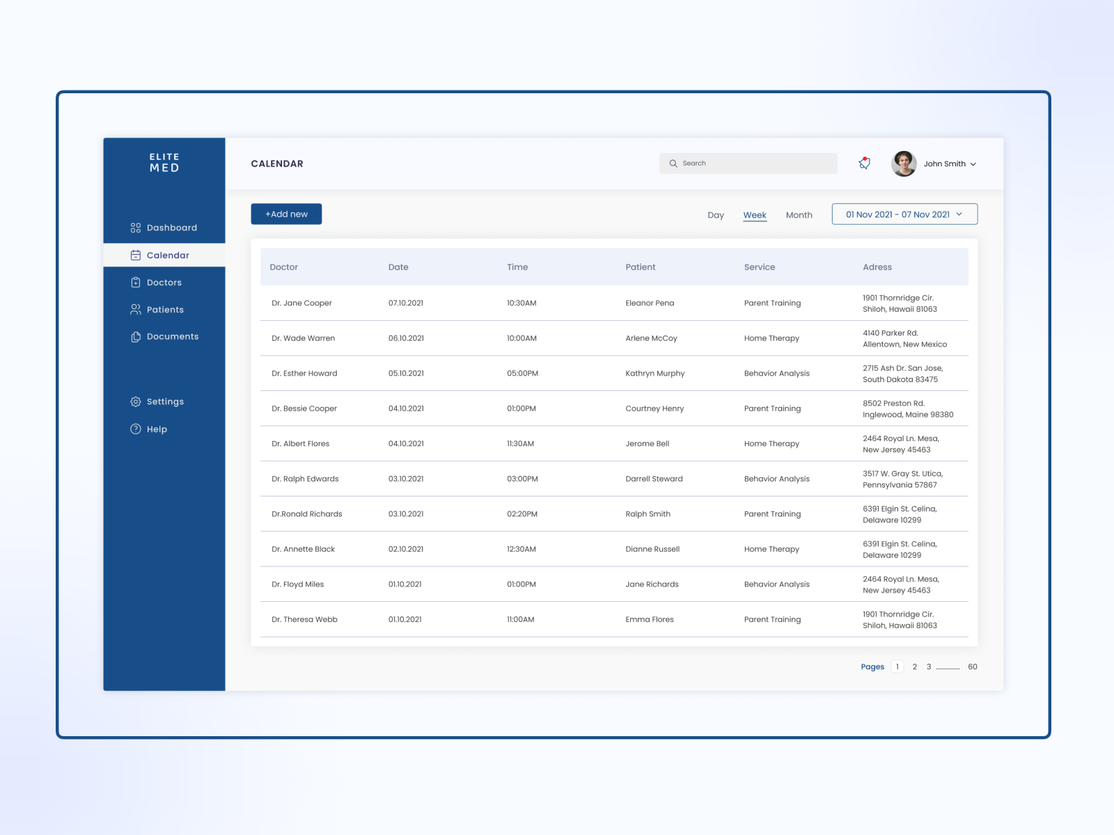 Clinic Appointment Dashboard by Rima on Dribbble